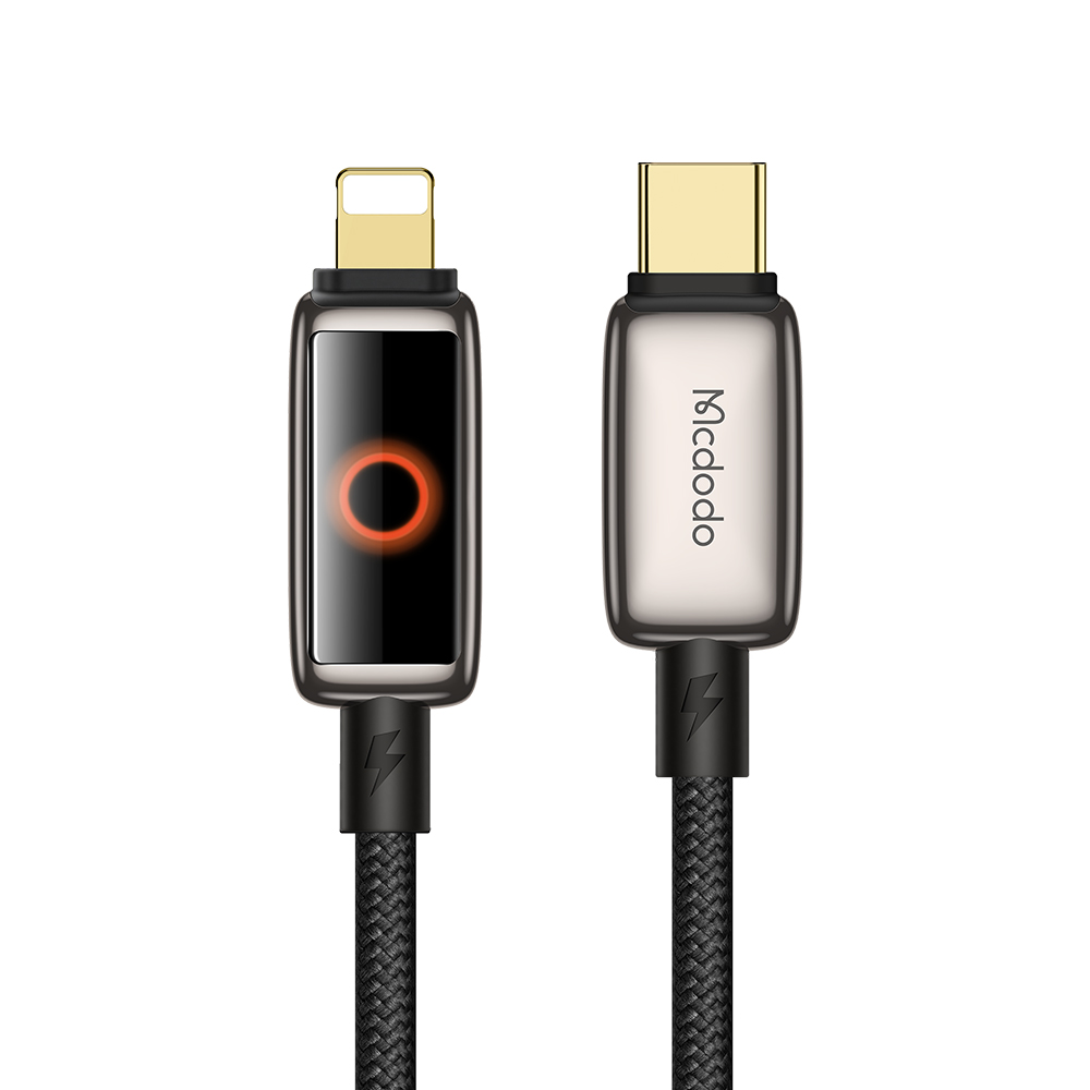 MCDODO CA667 AUTO POWER OFF 36W USB-C TO LIGHTNING W BREATHING LIGHT LED DISPLAY CABLE 1.2M - BLACK